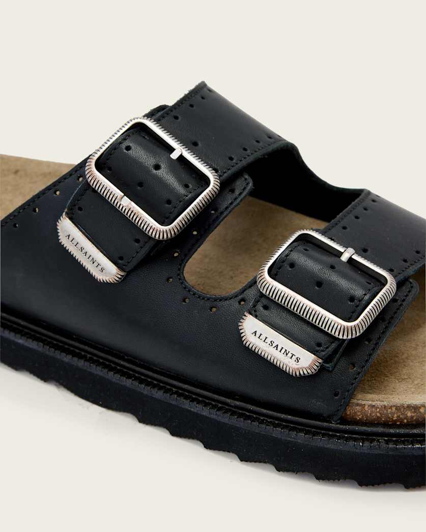 Randal Leather Buckle Sandals Black | ALLSAINTS